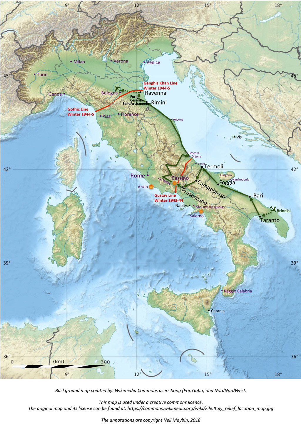 Map – One Route through Italy